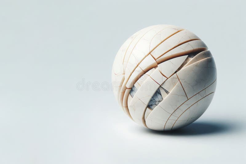 A Broken Marble Ball with Cracks. Space for Text. Stock Photo - Image ...