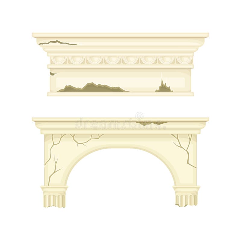 Broken Marble Pillars and Stone Column Ruins As Ancient Building ...