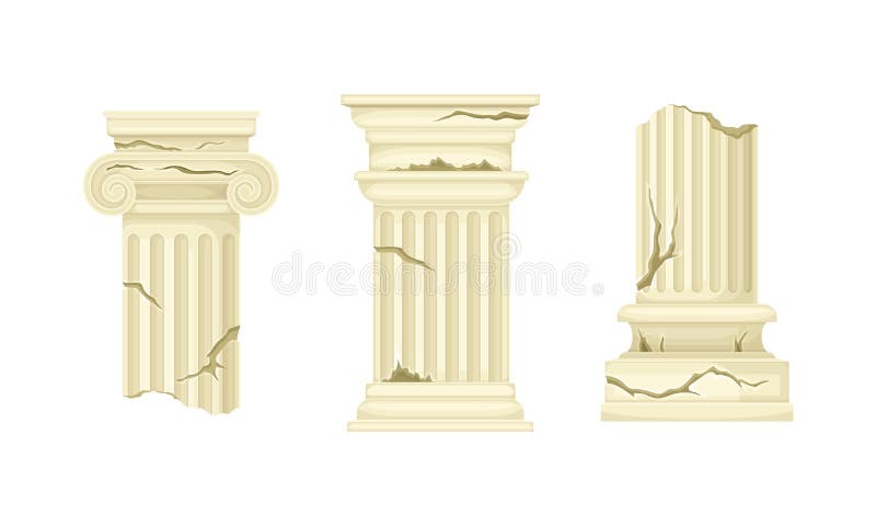 Broken Marble Pillars and Stone Column Ruins As Ancient Building ...