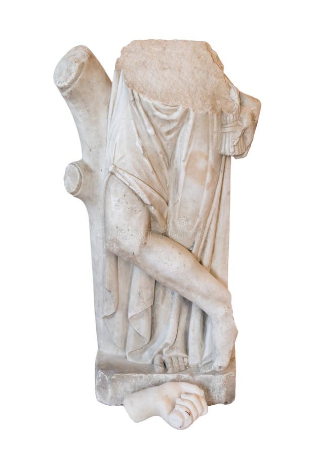 Broken Marble Sculpture of a Man Isolated on White Background. Stock ...