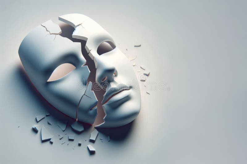 Broken Mask on a Light Background. Space for Text. Stock Photo - Image ...