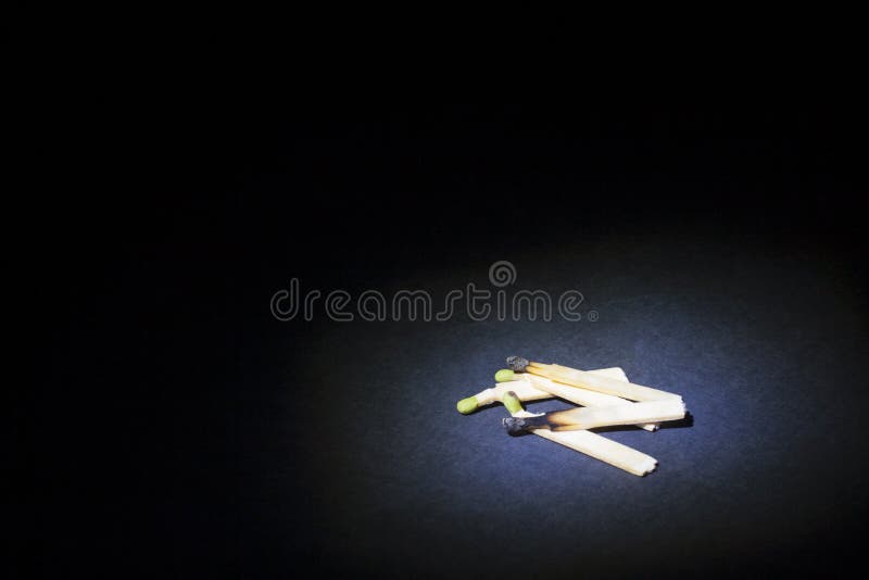 Broken Matches Lightened in the Dark Stock Photo - Image of beam ...
