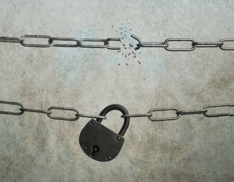 Broken Metal Chain on Background. Freedom Concept Stock Image - Image ...