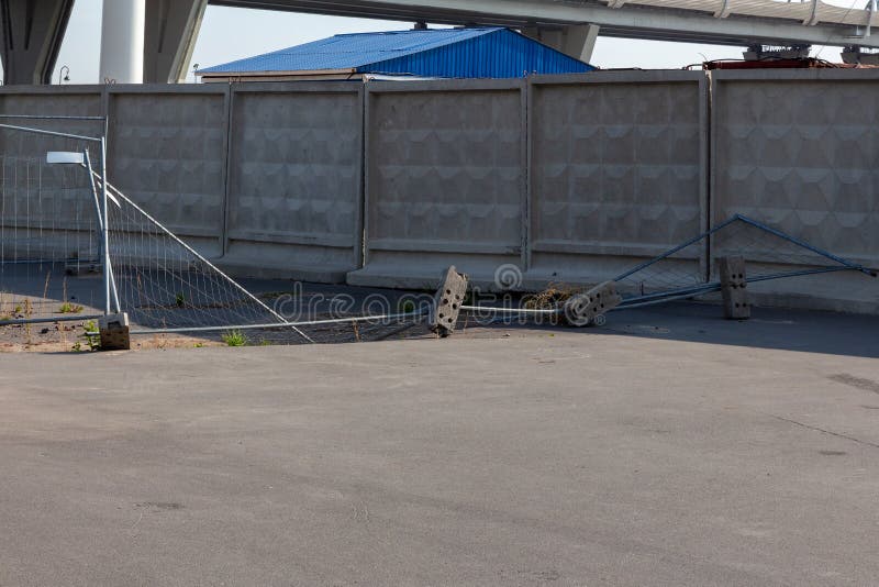 Broken metal fence stock image. Image of construction - 197284499