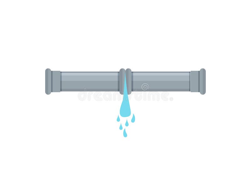 Broken Metal Pipe with Leaking Water, Flat Style Vector Illustration ...