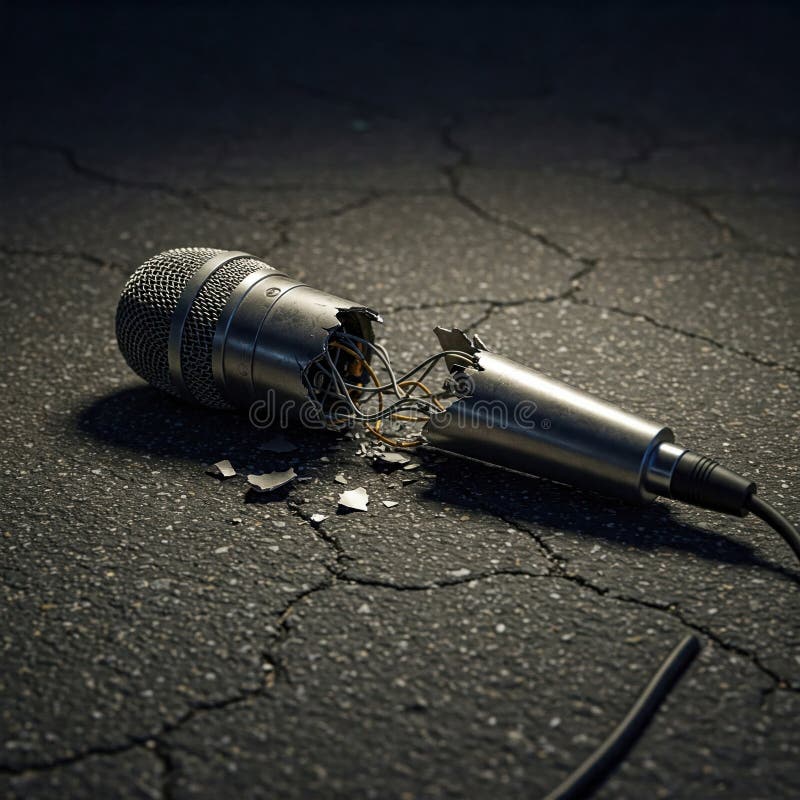 A Broken Microphone on the Asphalt at Night. Stock Photo - Image of ...