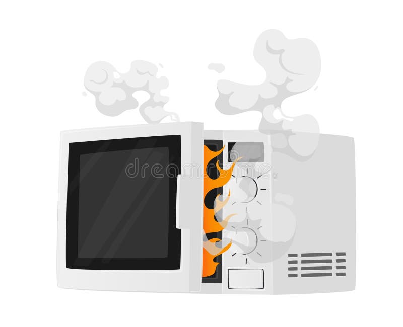 Microwave on Fire. Repair and Breakdown of Device Stock Vector ...