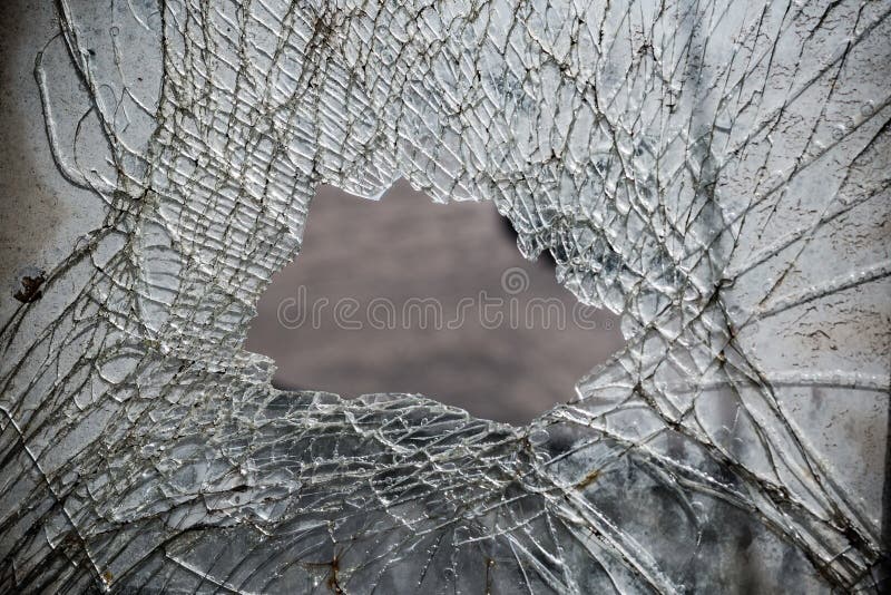 Broken Mirror Abstract Background With A Large Hole In The Middle ...
