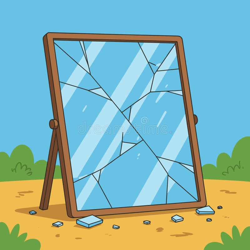 Broken Mirror Cartoon Style Reflection Damage Concept Stock ...