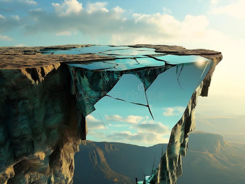 Broken Mirror, Circular Shape, Cliff Edge, Reflective Surface ...