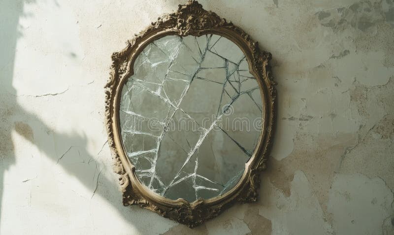 A Broken Mirror with a Crack in the Middle Stock Illustration ...