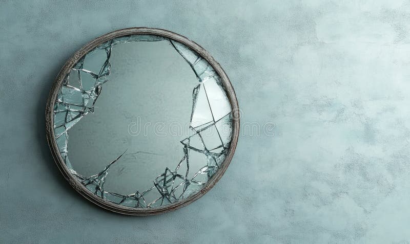 A Broken Mirror with a Crack in the Middle Stock Illustration ...