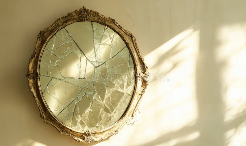 A Broken Mirror with a Crack in the Middle Stock Illustration ...
