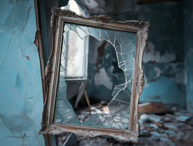 Broken Mirror, Decaying Room, Shattered Glass, Reflective Surface, Dim ...