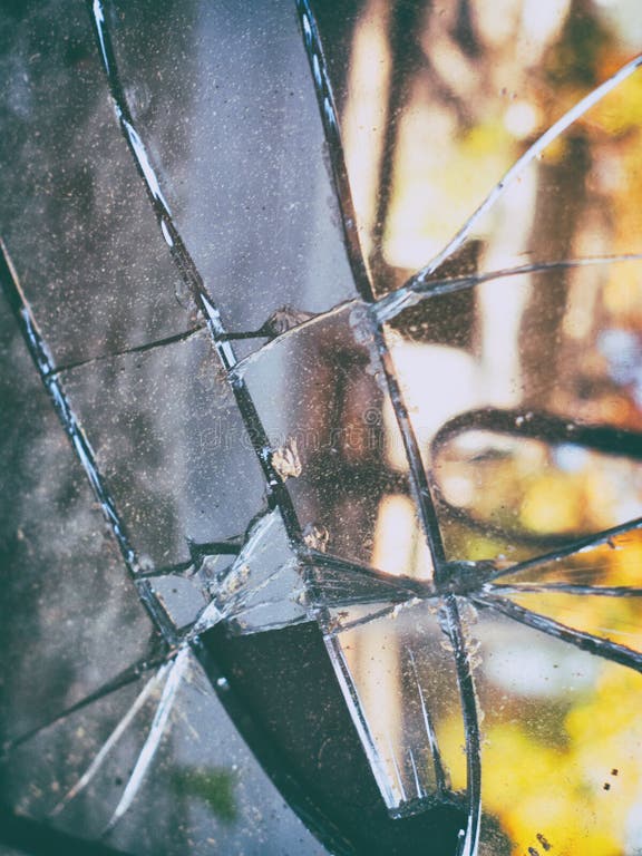 Broken Glass with Blurred Reflections Stock Photo - Image of cracked ...
