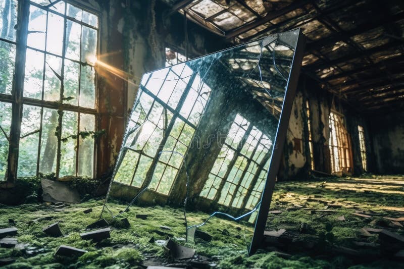 A Broken Mirror in a Lost Place Created with Generative AI Technology ...