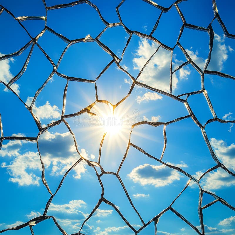A Broken Mirror Reflecting the Vibrant Sunlight and the Clear Blue ...