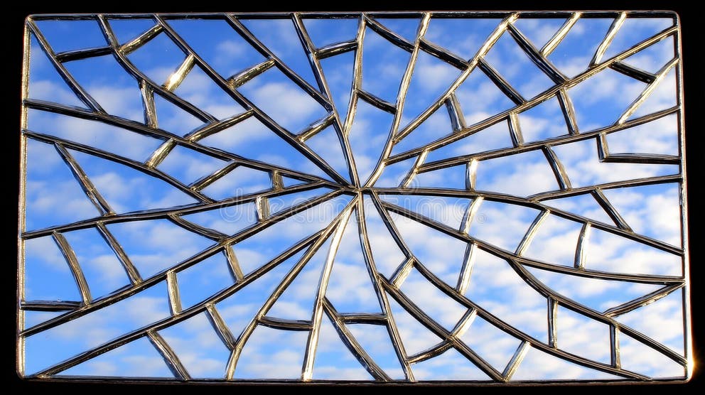 Broken Mirror Reflection with Cracked Surface Showcasing Blue Sky and ...