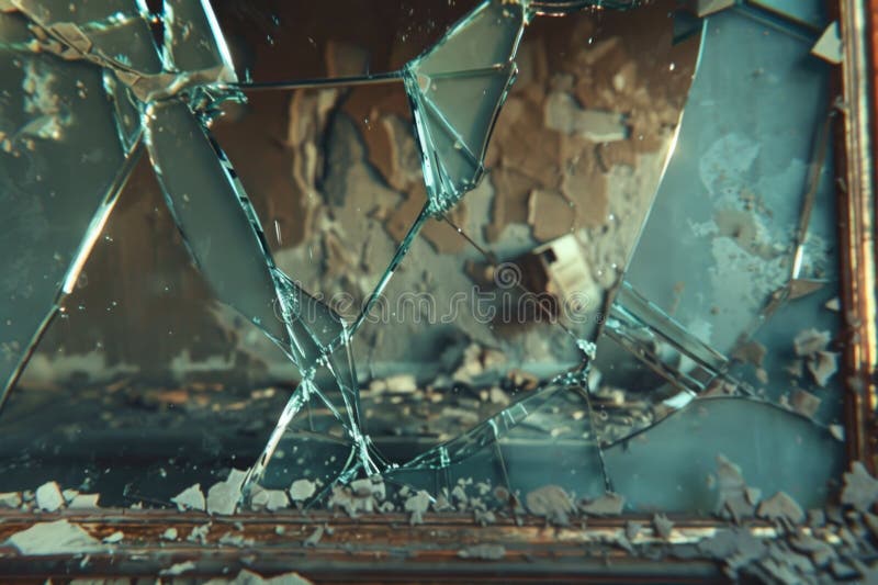 A Broken Mirror Resting on a Table, Suitable for Interior Design ...