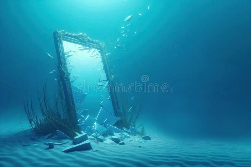 A Broken Mirror Under Water, a Symbol of Shattered Illusions and Deep ...