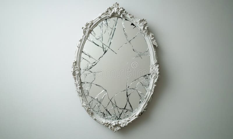 A Broken Mirror with a White Frame Stock Photo - Image of house, broken ...