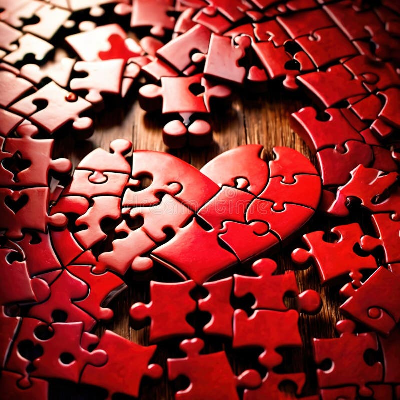 Broken Missing Pieces of Love Romance Puzzle, Shown with Jigsaw Stock ...