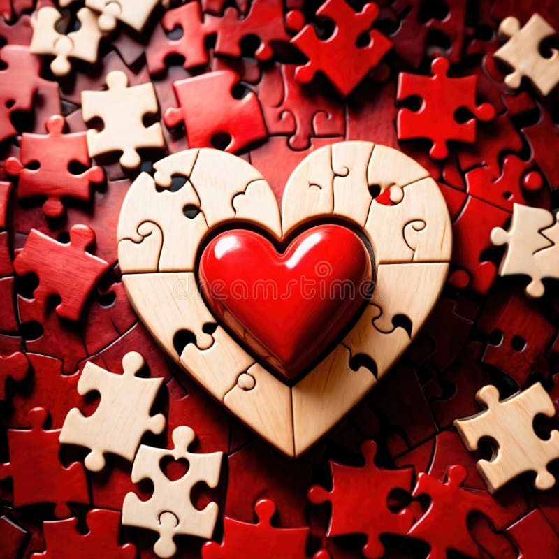 Broken Missing Pieces of Love Romance Puzzle, Shown with Jigsaw Stock ...