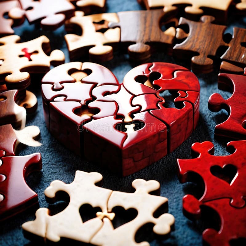 Broken Missing Pieces of Love Romance Puzzle, Shown with Jigsaw Stock ...