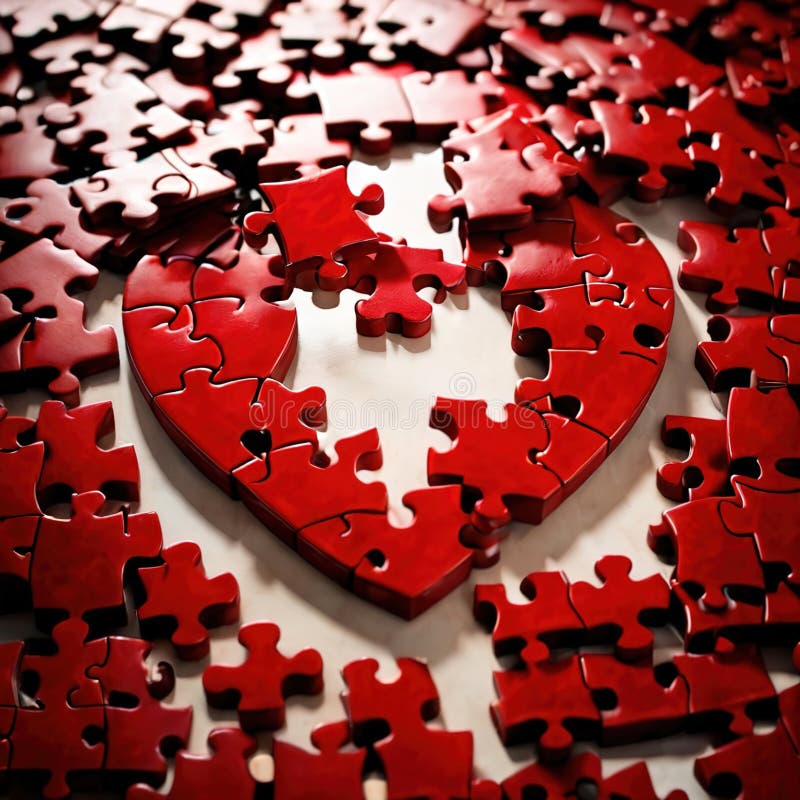 Broken Missing Pieces of Love Romance Puzzle, Shown with Jigsaw Stock ...