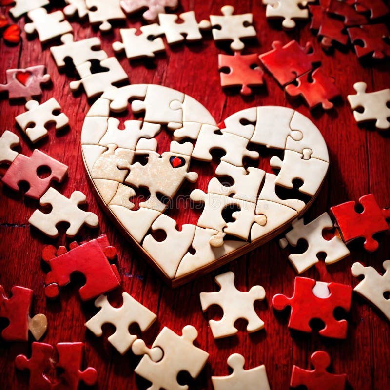 Broken Missing Pieces of Love Romance Puzzle, Shown with Jigsaw Stock ...