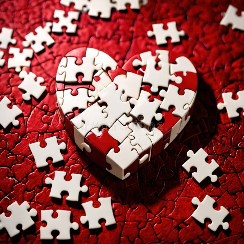 Broken Missing Pieces of Love Romance Puzzle, Shown with Jigsaw Stock ...