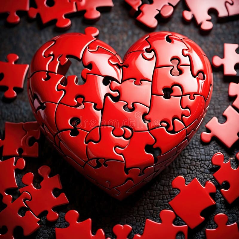 Broken Missing Pieces of Love Romance Puzzle, Shown with Jigsaw Stock ...