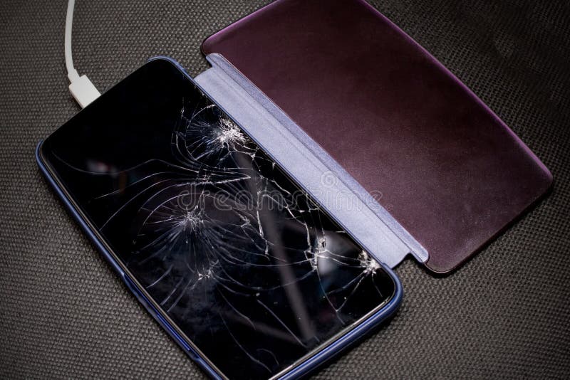 Broken Mobile Phone Display, Cracks Close Up Stock Image - Image of ...