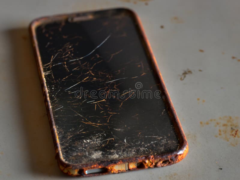 Broken Mobile Phone with a Dirty Screen Stock Photo - Image of phone ...