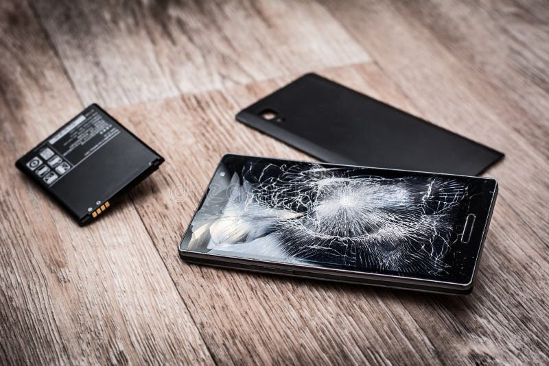 Broken Mobile Phone and Parts Stock Photo - Image of connection, device ...
