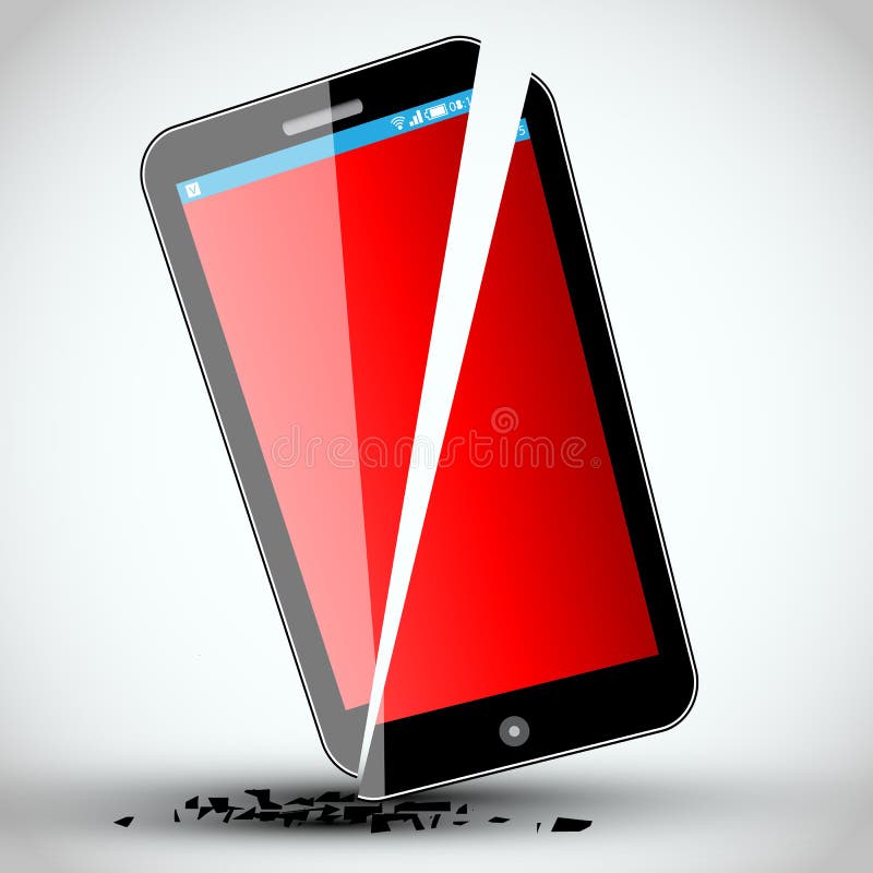 Broken Mobile Phone - Vector Illustration Stock Vector - Illustration ...