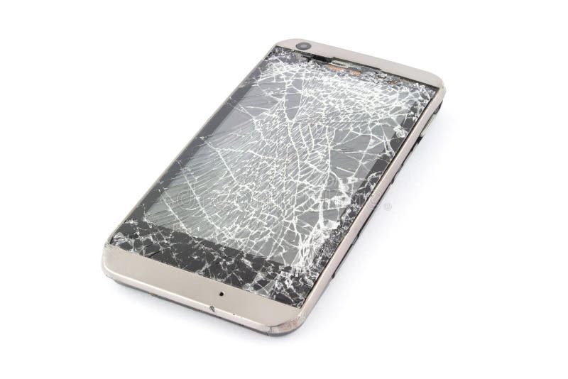 Broken Mobile Smart Phone. Isolated on White. Stock Photo - Image of ...