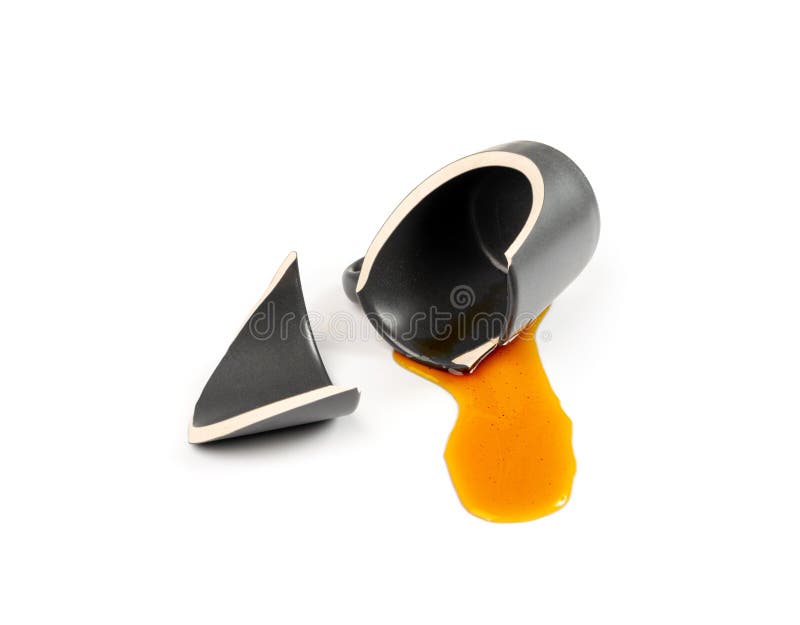 Broken Mug Isolated, Black Ceramic Cup Pieces, Broken Mug on White ...