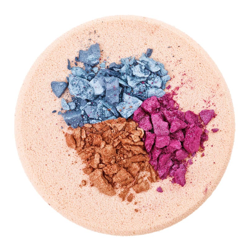 Broken Multicolor Eyeshadow Over Makeup Sponge Stock Image - Image of ...
