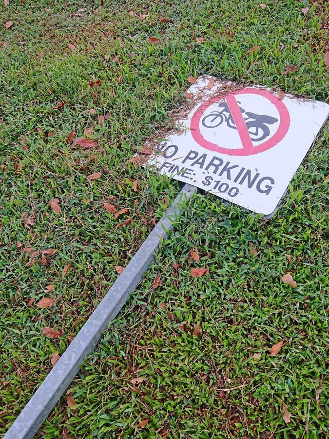 Broken No parking signage stock photo. Image of hazard - 95220940