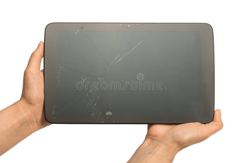 Broken Notebook in Female Hands Isolated on White Background Stock ...