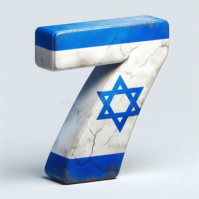 A Broken Number 7 with a Blue Stripe and a White Stripe and a Blue Star ...