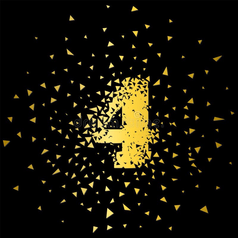 Broken Numbers 4. Explosion Effects. Vector and Illustration. Stock ...
