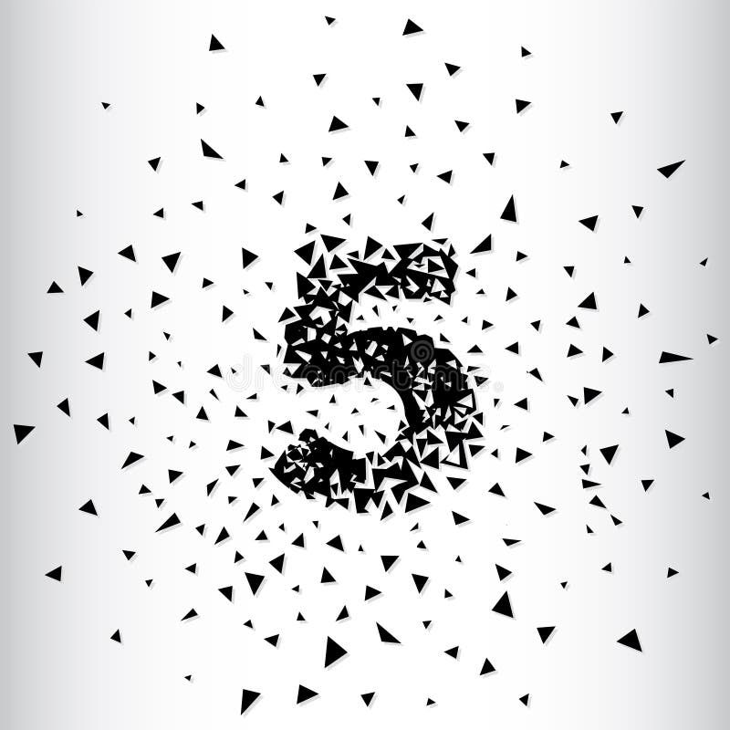 Broken Numbers 5. Explosion Effects. Vector and Illustration. Stock ...