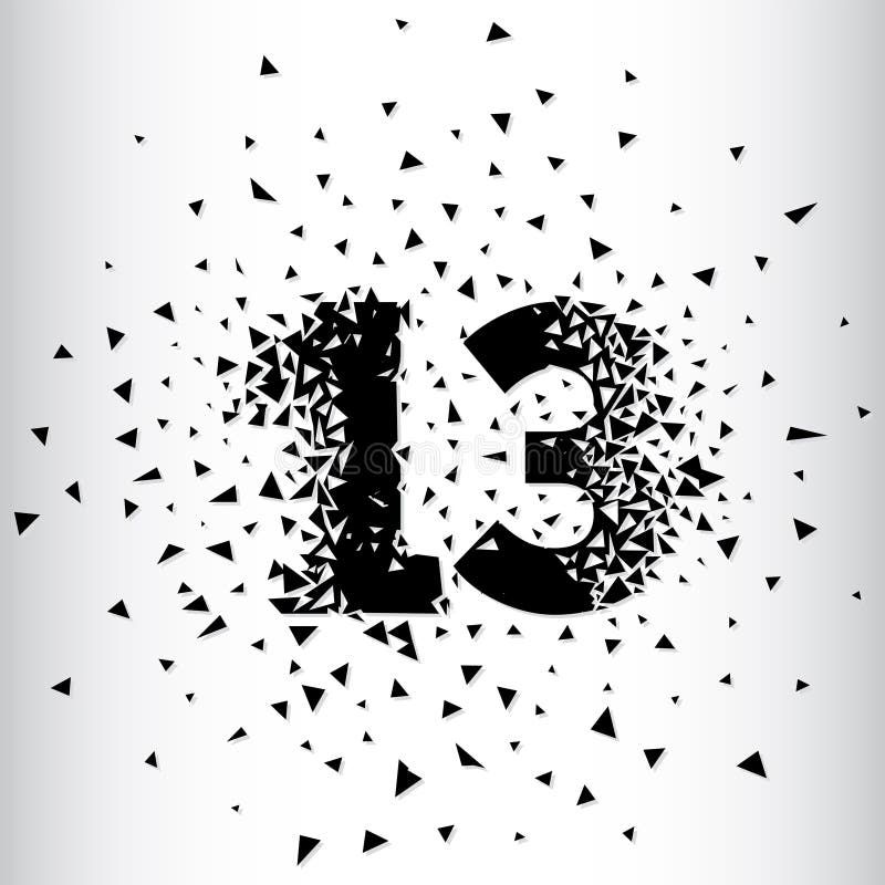 Broken Numbers 13. Explosion Effects. Vector and Illustration. Stock ...