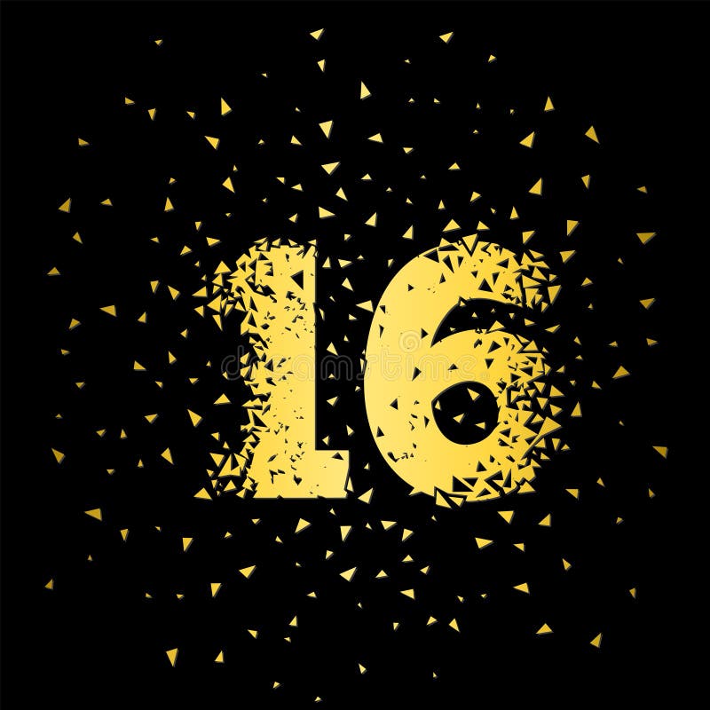 Broken Numbers 16. Explosion Effects. Vector and Illustration. Stock ...