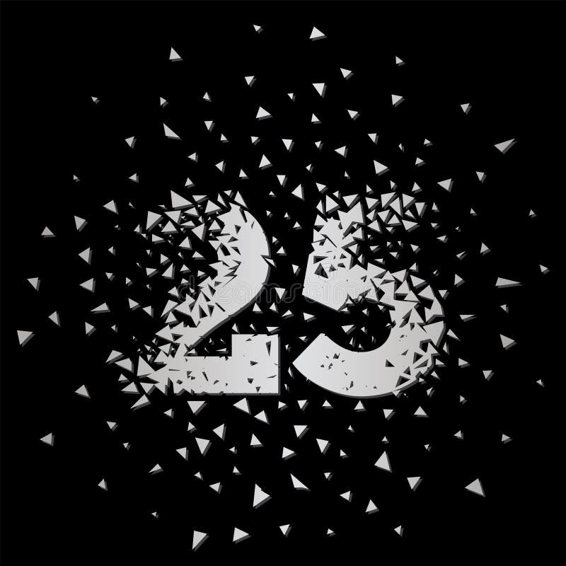 Broken Numbers 25. Explosion Effects. Vector and Illustration. Stock ...