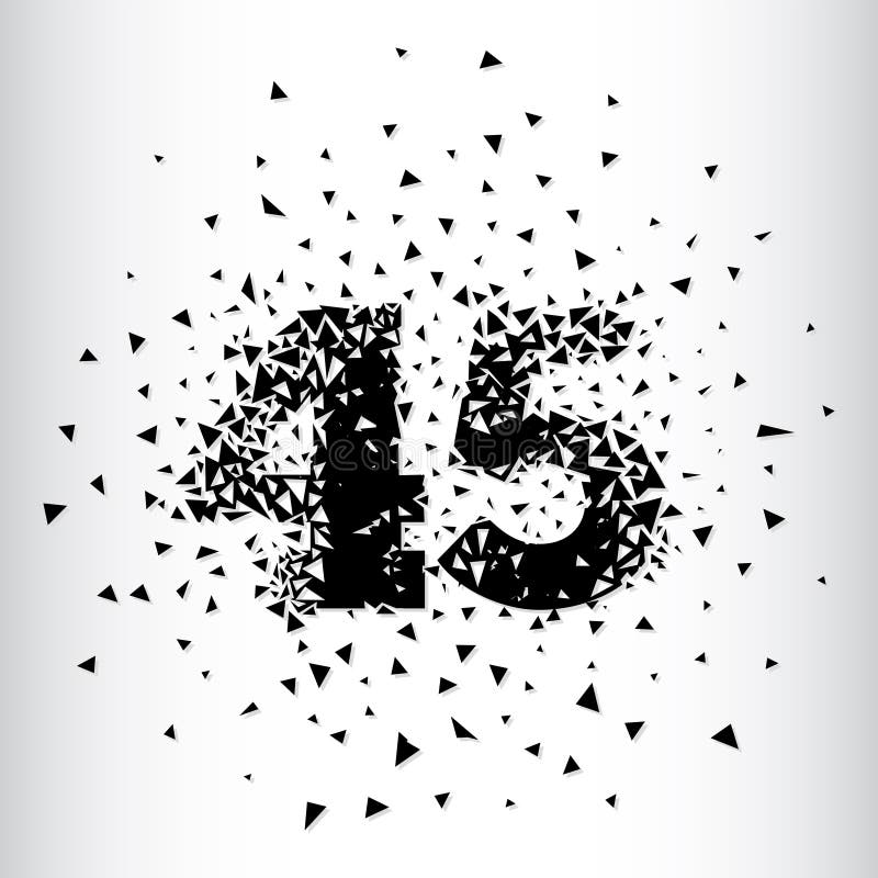 Broken Numbers 45. Explosion Effects. Vector and Illustration. Stock ...