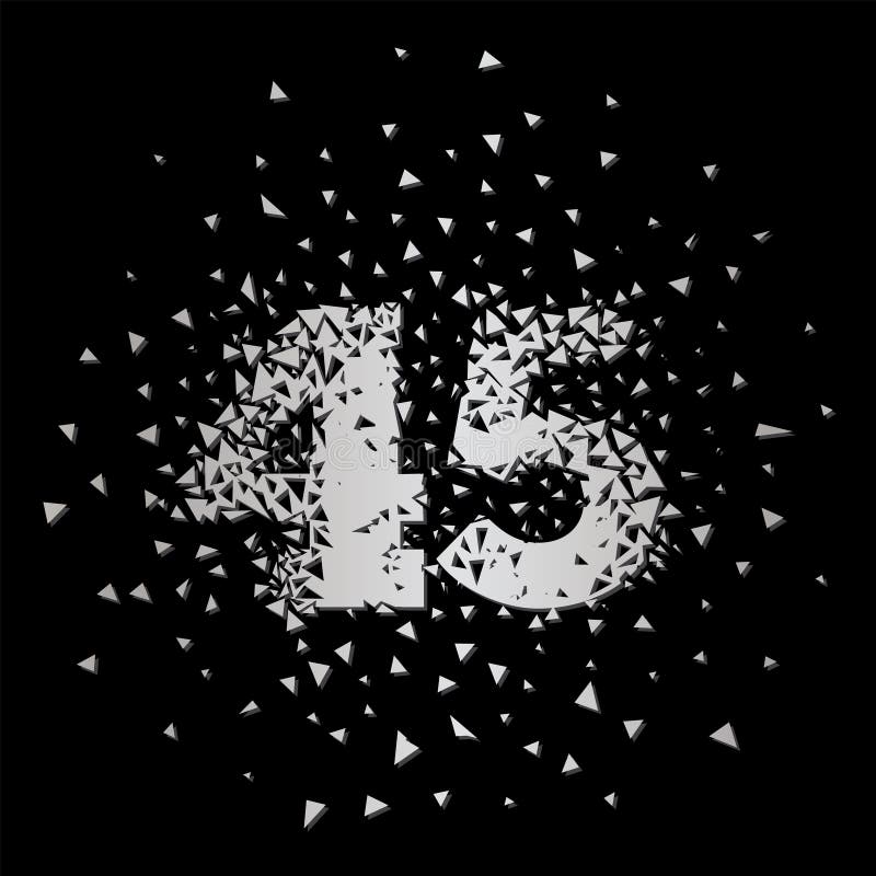 Broken Numbers 45. Explosion Effects. Vector and Illustration. Stock ...
