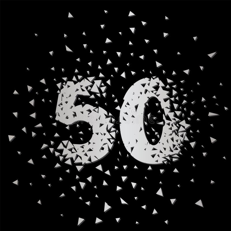 Broken Numbers 50. Explosion Effects. Vector and Illustration. Stock ...